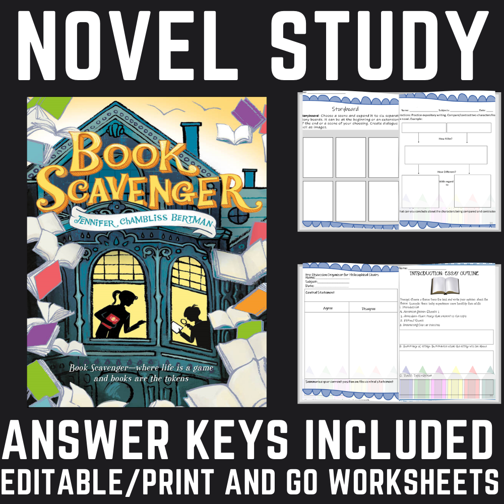 Book Scavenger Jennifer Chambliss Novel Study - Teacher For Inclusion