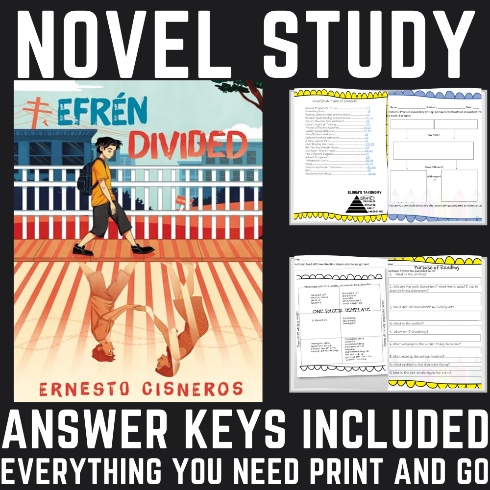 Efren Divided Ernesto Cisneros Novel Study - Teacher For Inclusion