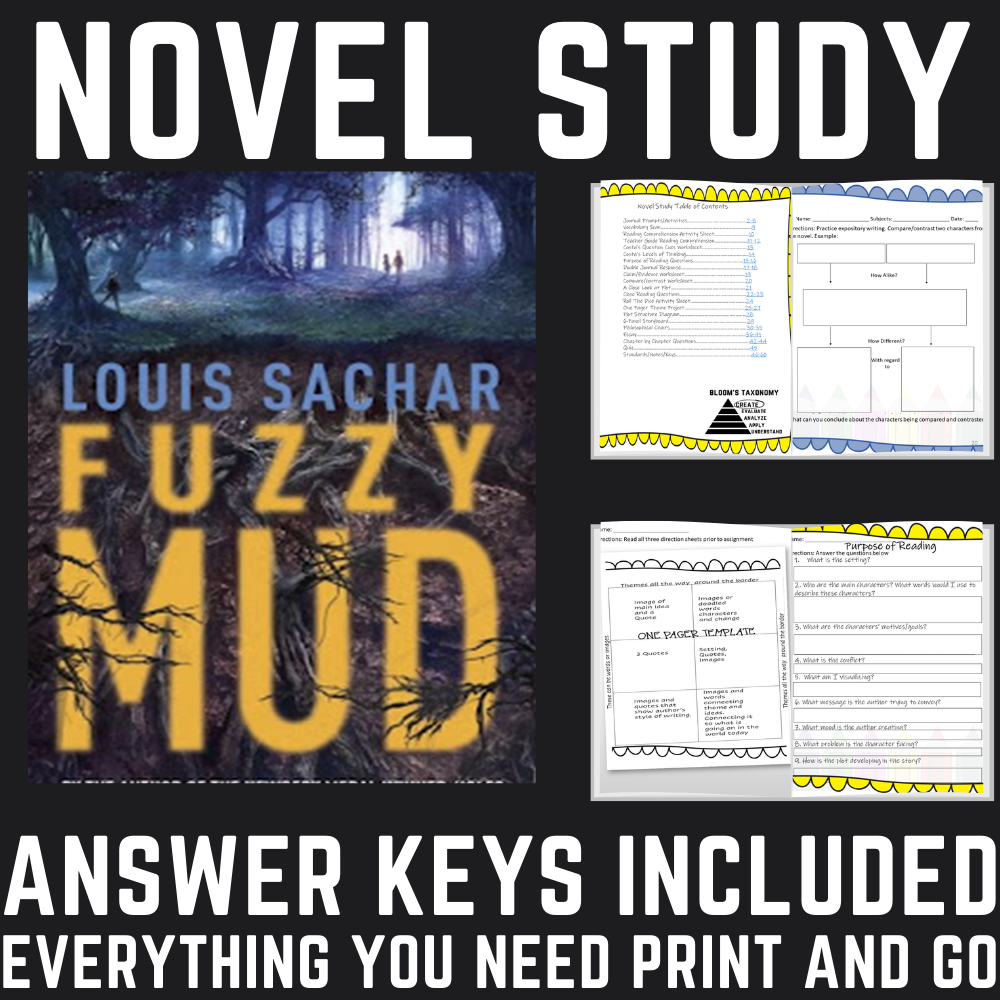 Fuzzy Mud Louis Sachar Novel Study - Teacher For Inclusion