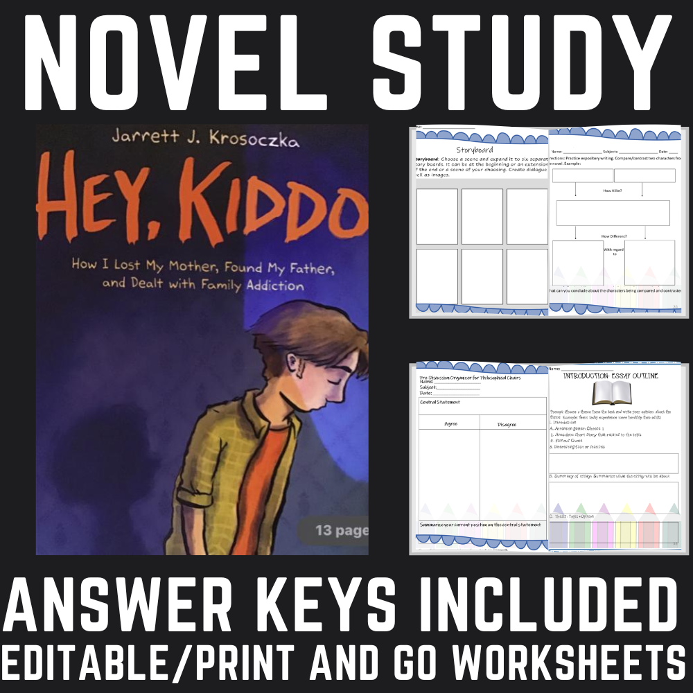 Hey Kiddo Jarret Krosoczka Mini-Novel Study - Teacher For Inclusion